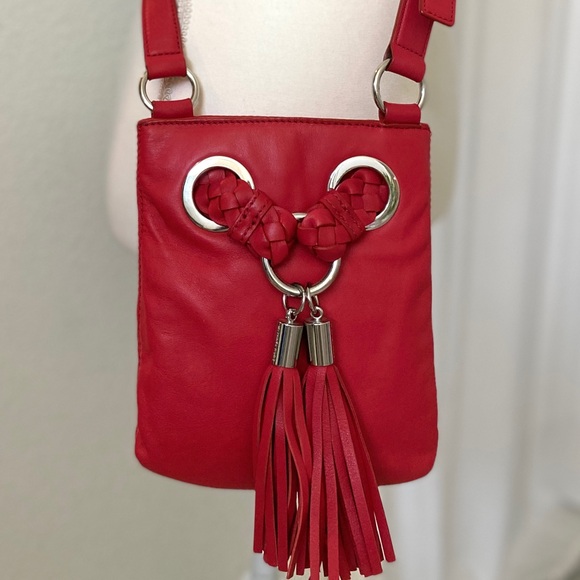 Michael Kors | Bags | Michael Kors Red Leather Crossbody Bag With ...